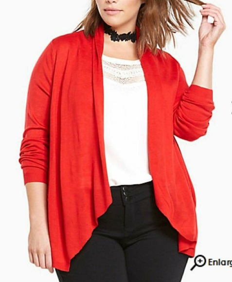 torrid | Sweaters | Torrid Red Drape Front Cardigan New | Poshmark